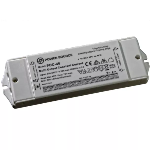 POWER SOURCE PDC-40 LED Driver Selectable CC 40W 300~1400mA 6~65V AC Dimmable IP20 | Power ...